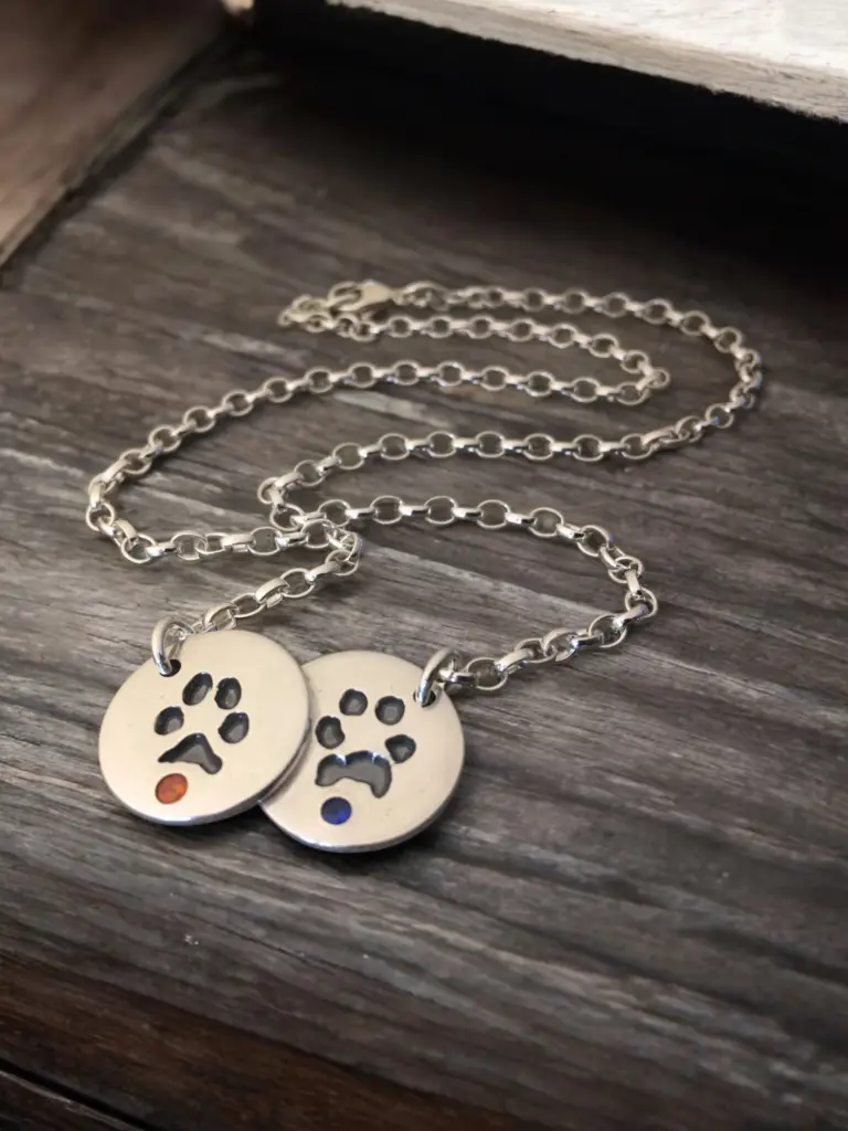 Paw Print Double Overlapping Circle Necklace - Prints Charming